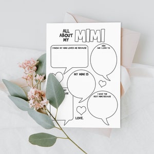 Printable Mimi Card, Personalized Mothers Day Cards for Mimi, Instant ...