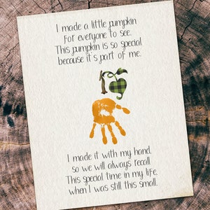 Fall Handprint Craft, Pumpkin Art for Kids, Thanksgiving Decor ...
