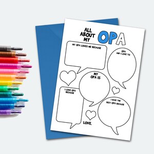 OPA Card, Printable Father's Day Card for Opa, Personalized Birthday ...