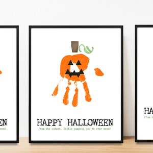 DIY Handprint Art, Halloween Decor, Pumpkin Print, Halloween Party ...