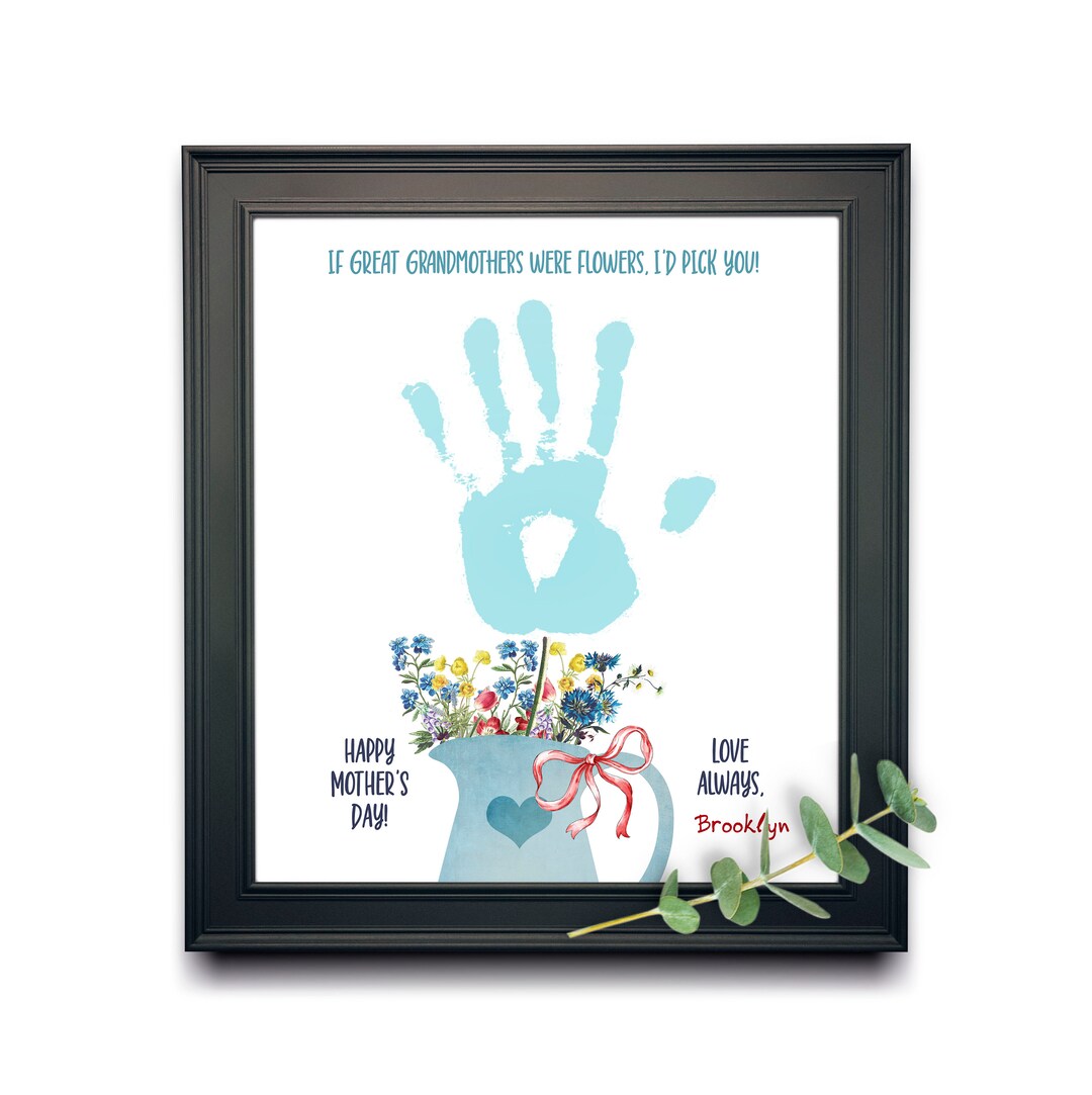 Mother's Day Gift for Great Grandma From Grandson, Handprint Craft for ...