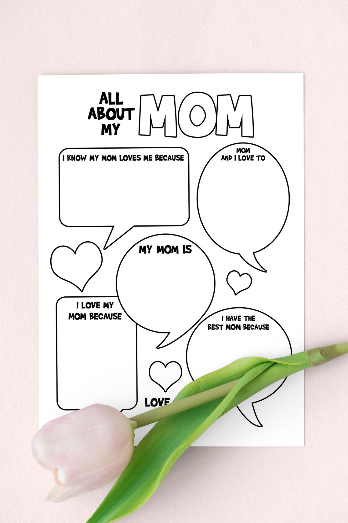Mom Coloring Page Printable Mothers Day Card for Mom From - Etsy Canada