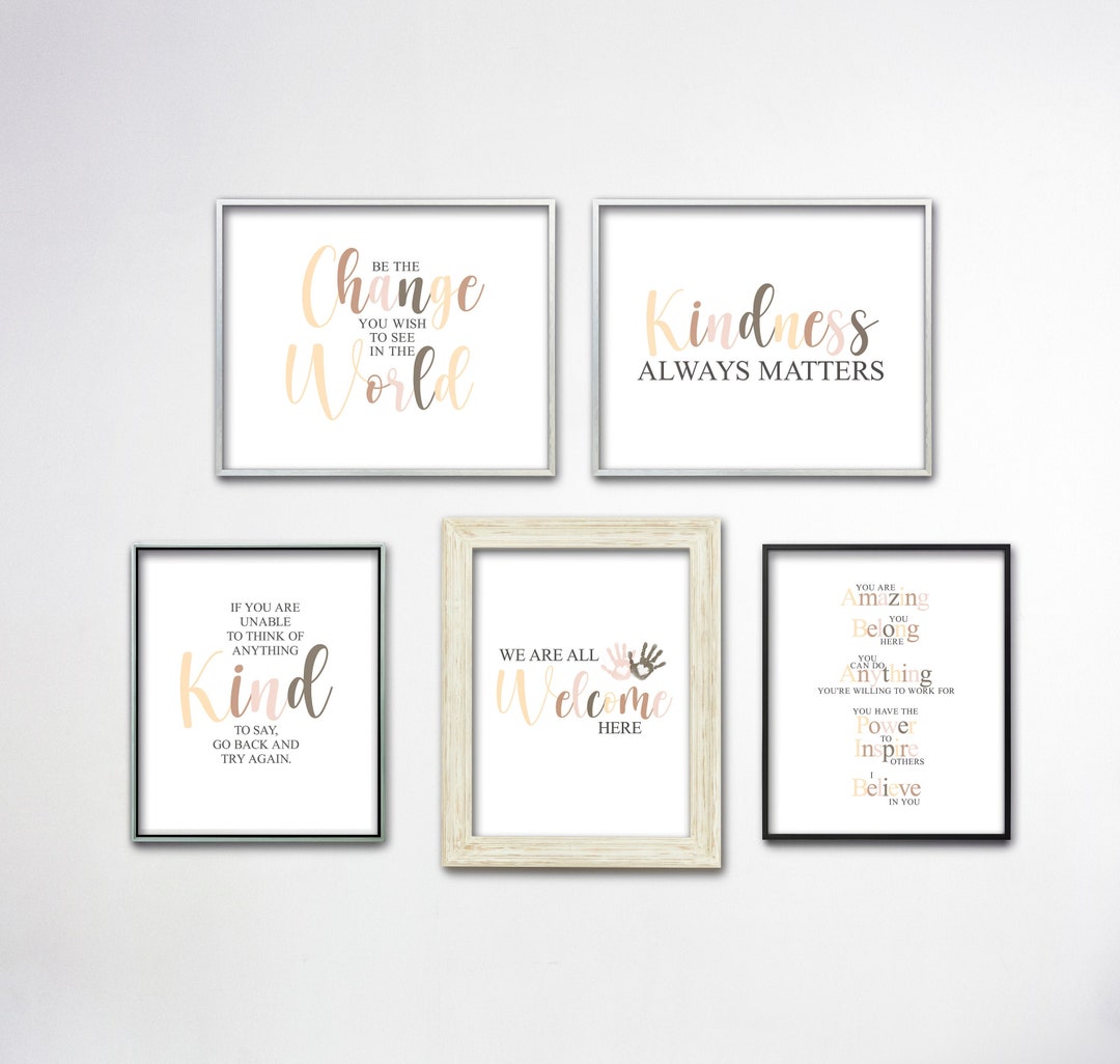 Set of 5 Kindness Posters Printable Wall Art With - Etsy Canada