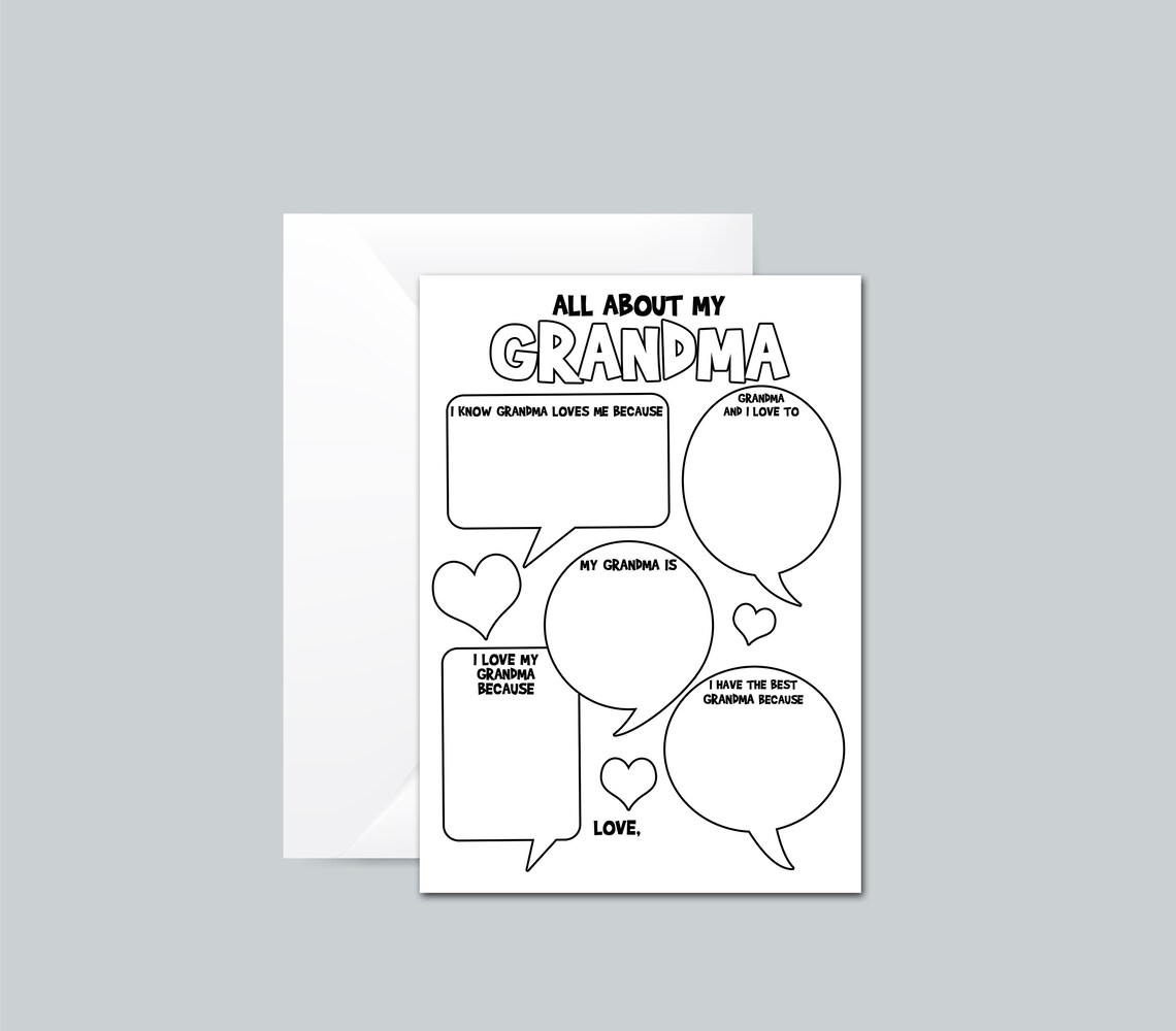 All About Grandma Card Printable Mothers Day Card for | Etsy