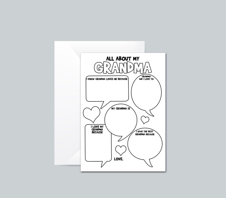 All About Grandma Card Printable Mothers Day Card for | Etsy