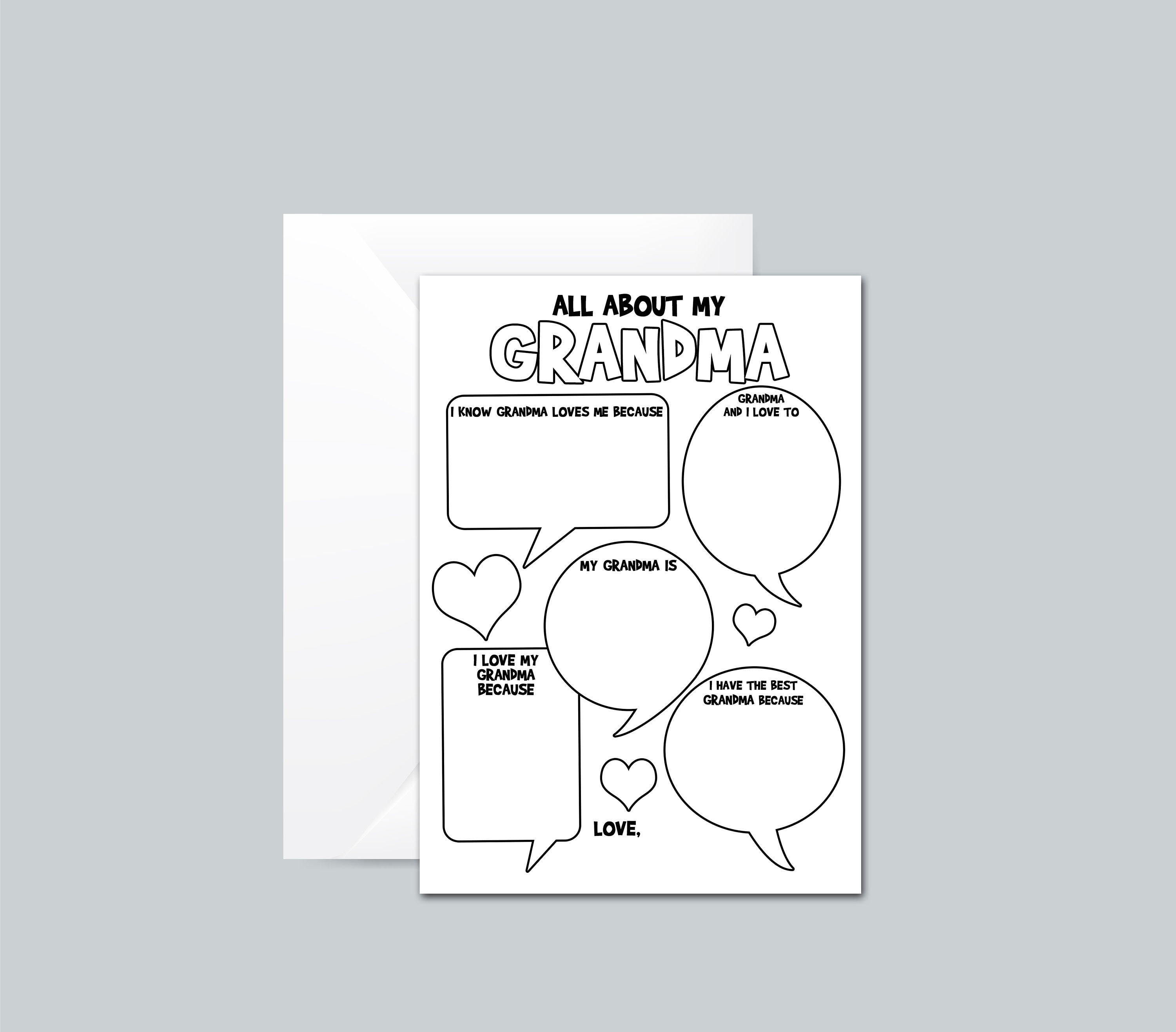All About Grandma Card, Printable Mothers Day Card for Grandmother ...