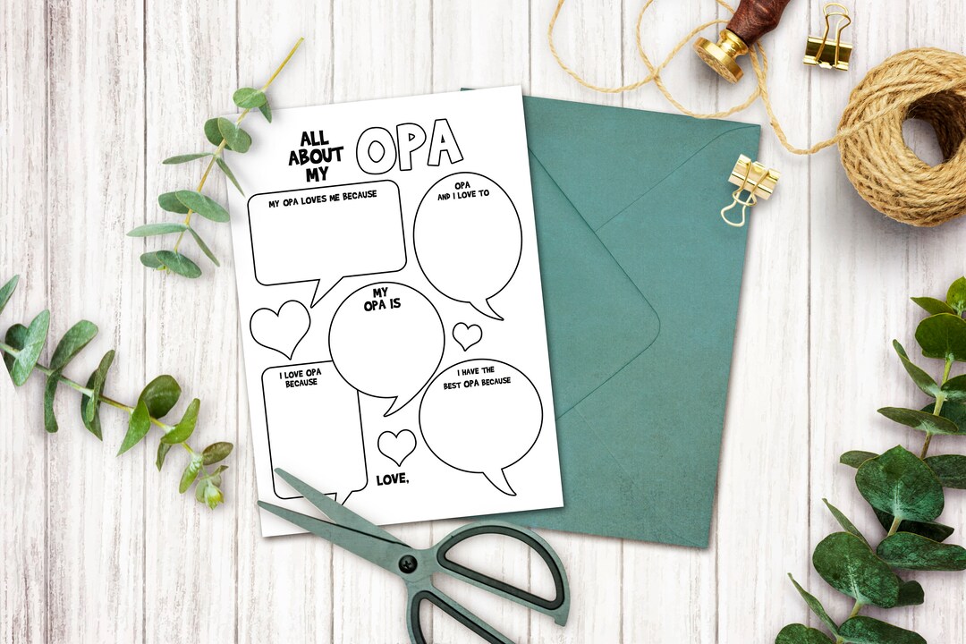 OPA Card, Printable Father's Day Card for Opa, Personalized Birthday ...