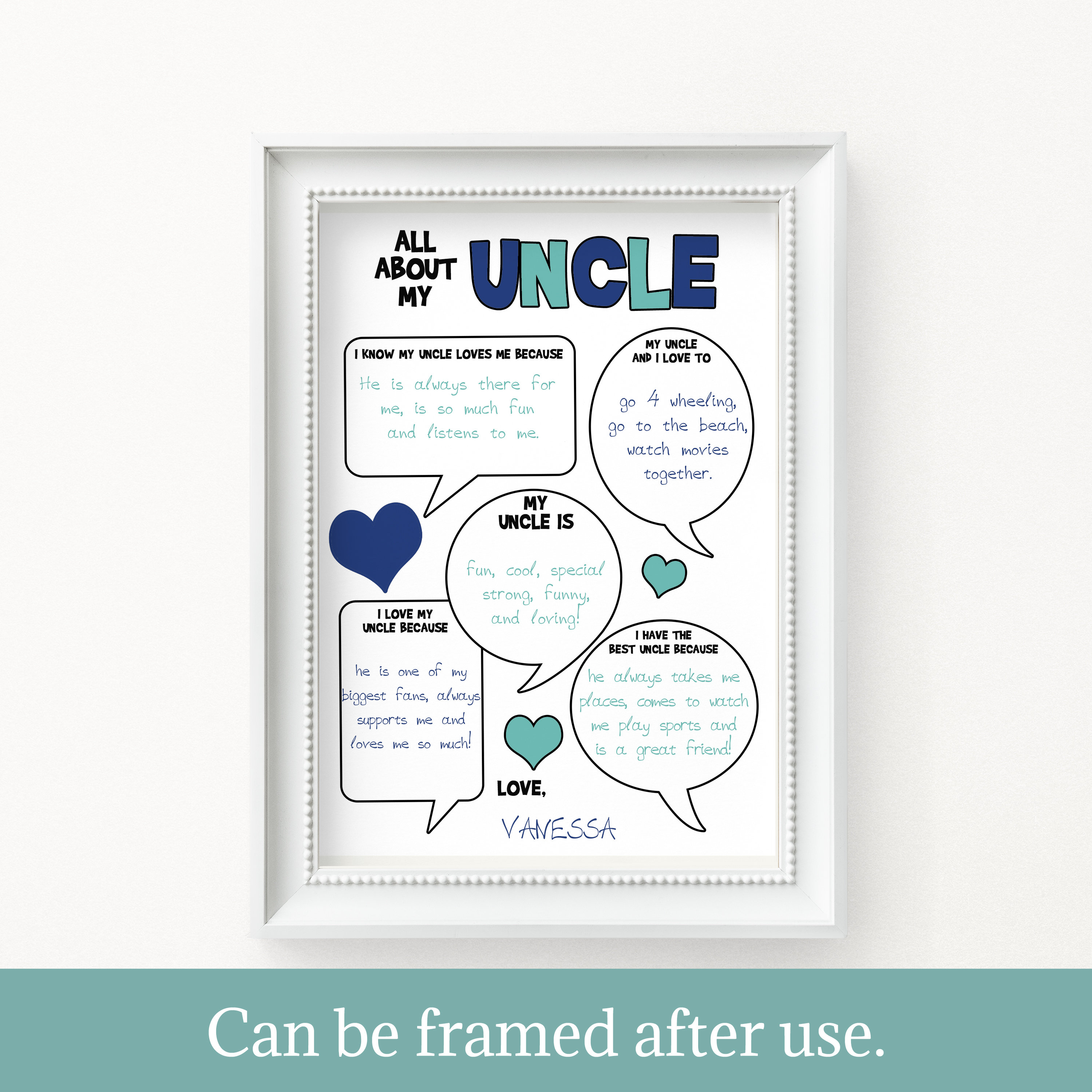 Uncle Gifts Printable Uncle Birthday Card From Niece | Etsy