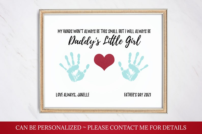 Daddy's Little Girl Handprint Print Fathers Day Gift From - Etsy