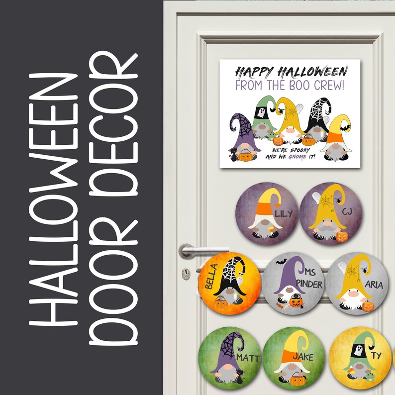 Halloween Classroom Door Decor Kit: DIY Gnome Craft Bulletin Board ...