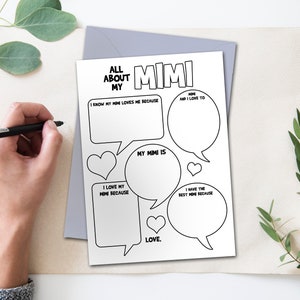 Printable Mimi Card, Personalized Mothers Day Cards for Mimi, Instant ...