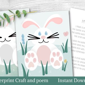 Easter Bunny Craft & Poem for Students, DIY Fingerprint Art, Thumbprint ...