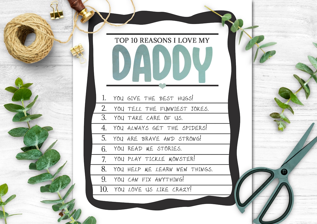 Daddy Top 10 List, Ten Reasons I Love You, Fathers Day Gift From ... Daddy Top 10 List, Ten Reasons I Love You, Fathers Day Gift From ...