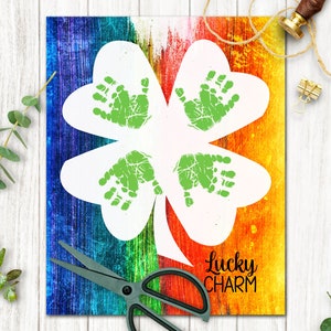 St. Patrick's Day Rainbow Handprint Craft for Kids, DIY Shamrock Art ...