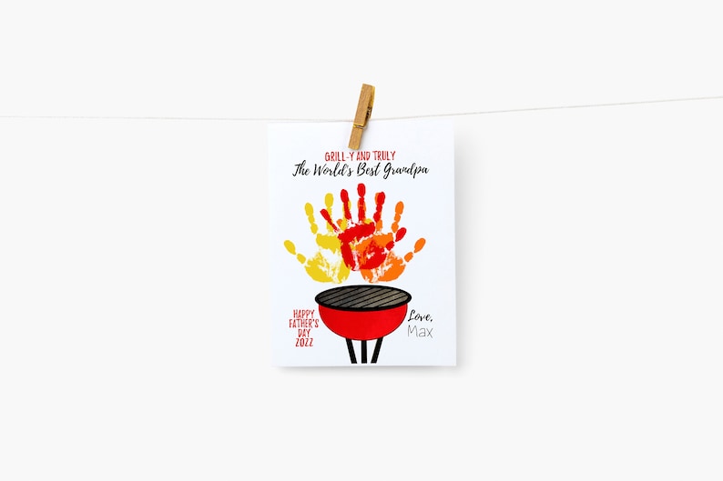 Father's Day Handprint Grill Gift for Grandpa: Kids DIY Craft (digital ...