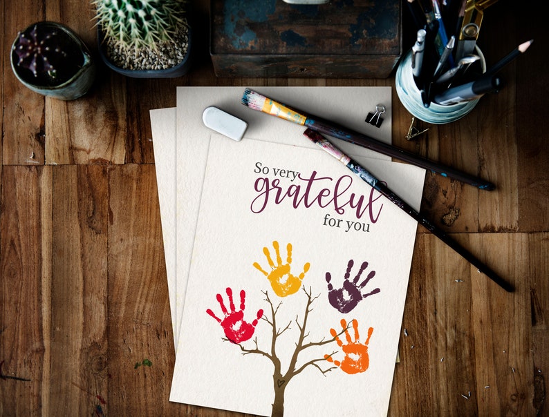 Printable Gratitude Tree, Kids Thanksgiving Crafts, DIY Handprint Art ...