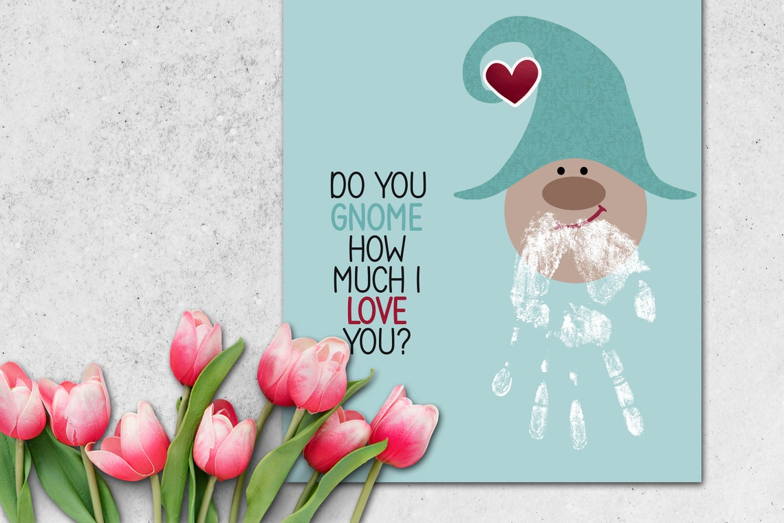 Gnome Handprint Craft for Kids Valentine's Day Gift for | Etsy