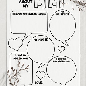 Printable Mimi Card, Personalized Mothers Day Cards for Mimi, Instant ...