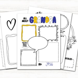 Printable All About Grandpa Book, Fathers Day Craft Idea, Personalized ...