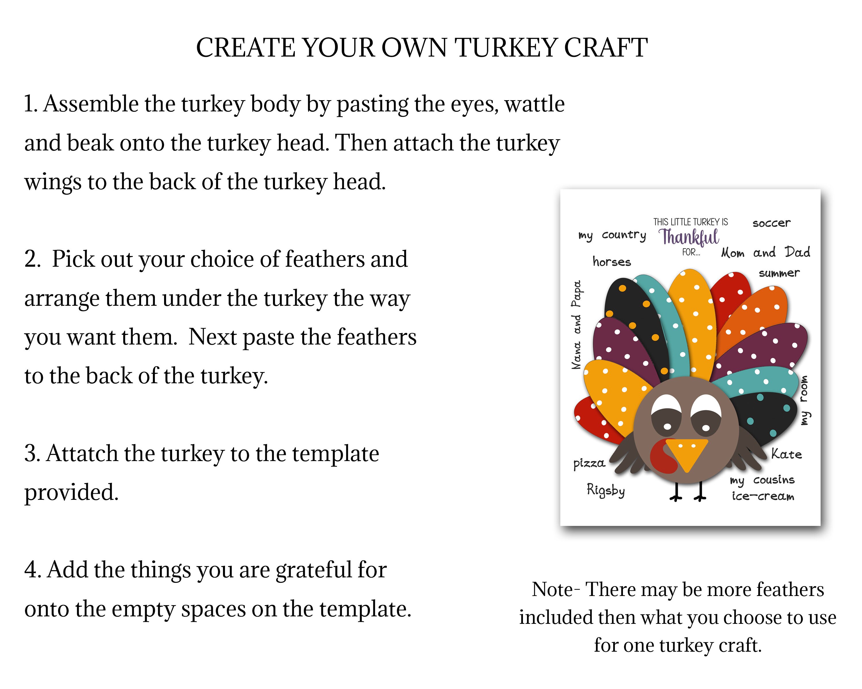 DIY Turkey Craft Kids DIY Thanksgiving Activity Gratitude - Etsy