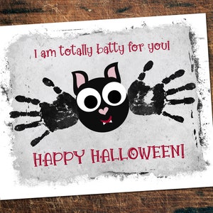 Halloween Handprint Crafts, Bat Craft, DIY Halloween Card, Kids ...