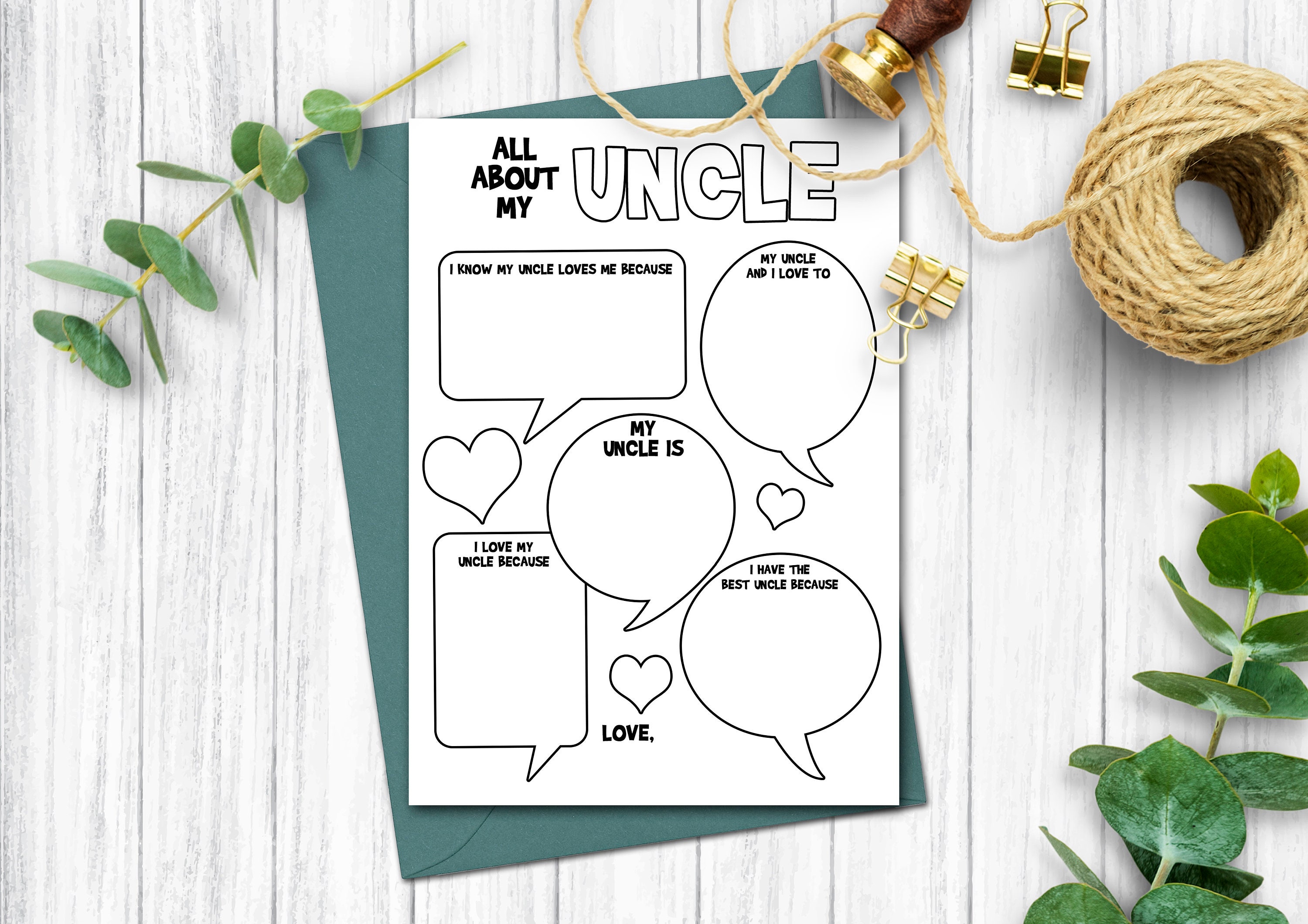 Uncle Gifts Printable Uncle Birthday Card From Niece | Etsy