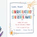 Star of the Week Printable, Star Student Award, Student Achievement ...