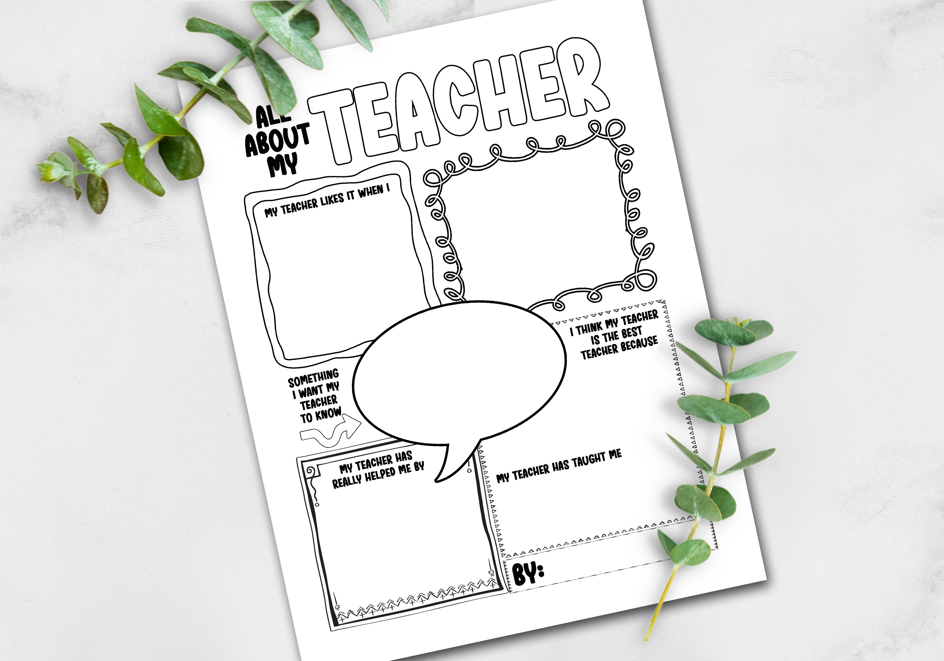 All About My Teacher Printable Teacher Appreciation Teacher - Etsy