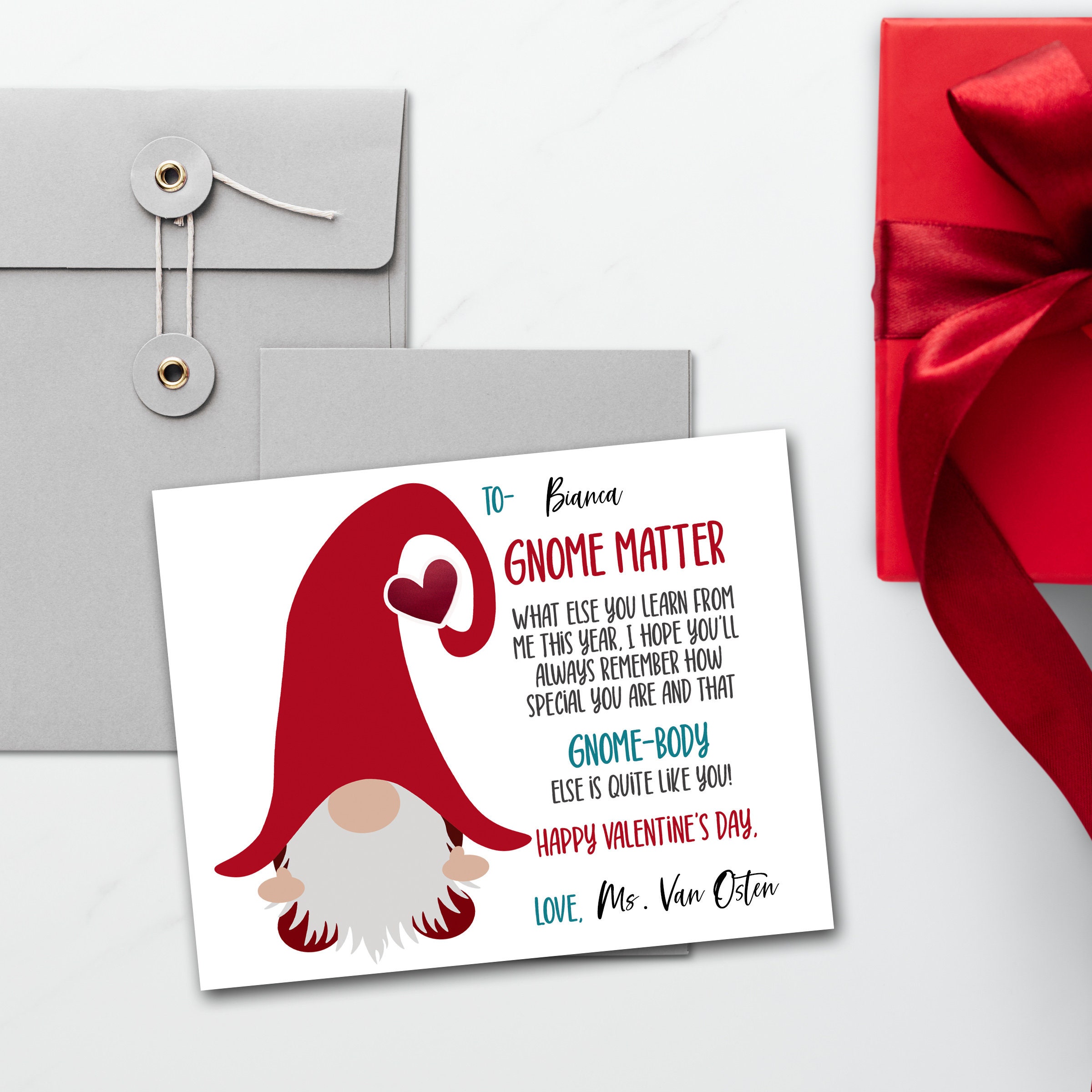 Gnome Valentine's Day Cards for Students: Printable Notecards From ...
