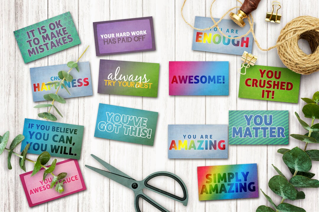 Lunch Box Notes for Children, Printable Kindness Cards for Kids, Happy ...