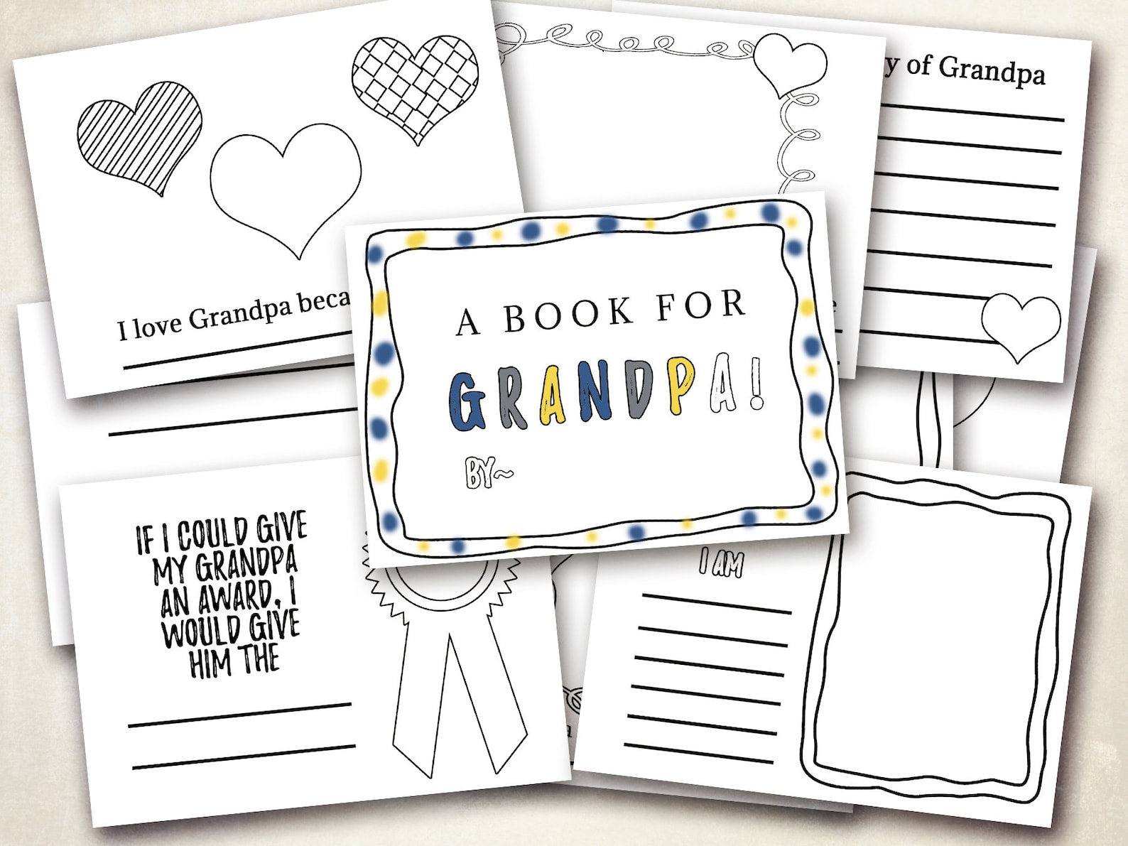 Printable Book Grandpa, Kids Coloring Pages, Personalized Fathers Day ...