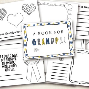 Printable Book Grandpa, Kids Coloring Pages, Personalized Fathers Day ...
