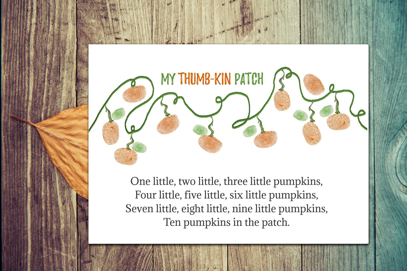 Ten Little Pumpkins Thumbprint Art Preschool Printable - Etsy