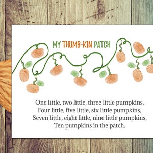 Ten Little Pumpkins Thumbprint Art, Preschool Printable, Kindergarten ...
