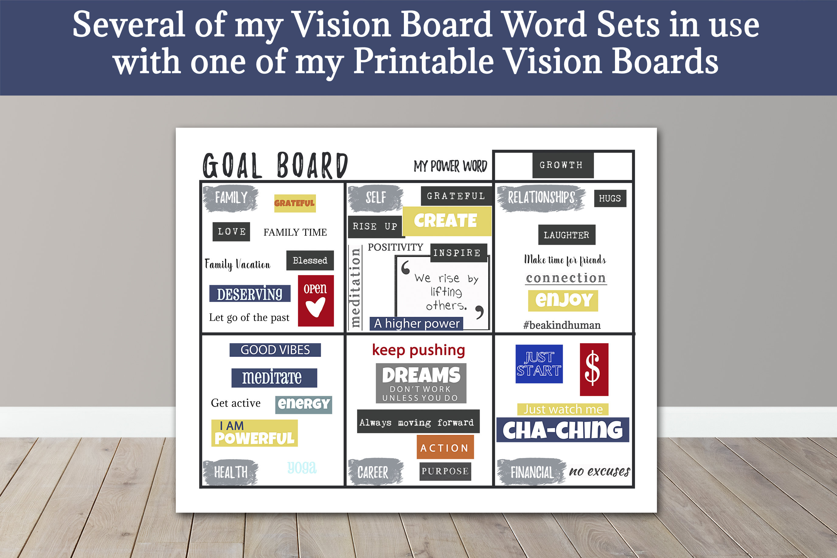 Vision Board Kit Inspiration Board Printables Power Words | Etsy
