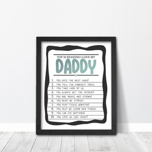 Daddy Top 10 List, Ten Reasons I Love You, Fathers Day Gift From ...