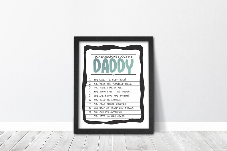 Daddy Top 10 List Ten Reasons I Love You Fathers Day Gift | Etsy