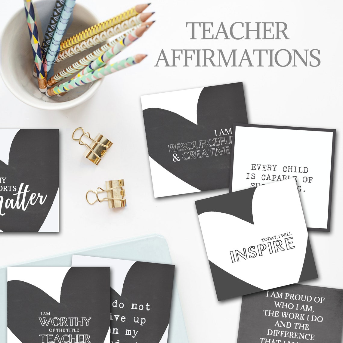 Teacher Affirmation Cards: Positive Daily Inspiration (digital Download ...