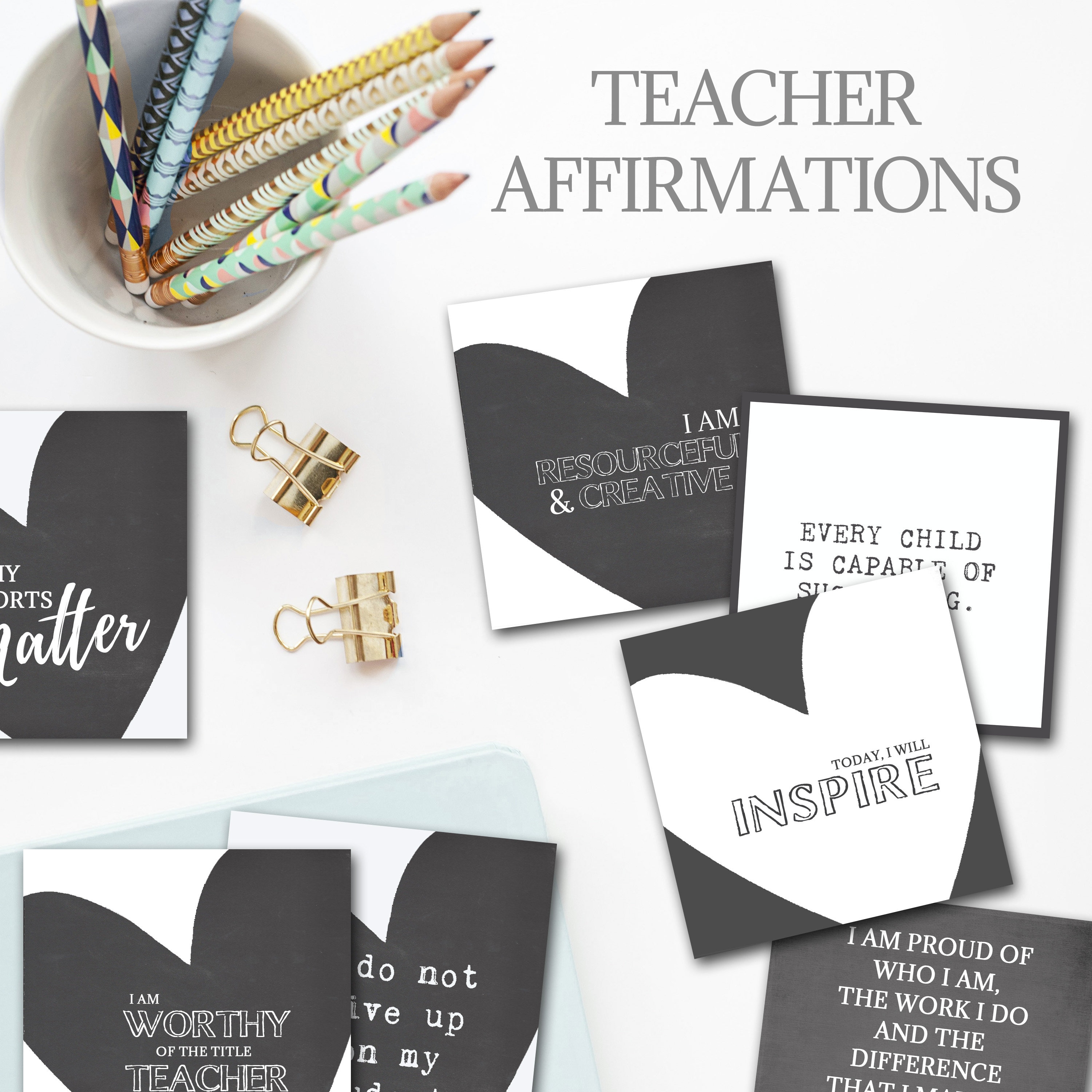 Teacher Affirmation Cards: Positive Daily Inspiration (digital Download ...