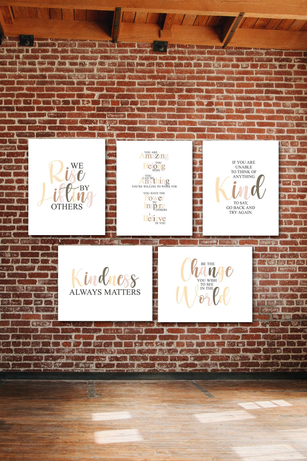 Set of 5 Kindness Prints, Inspirational Wall Art, Educational ...