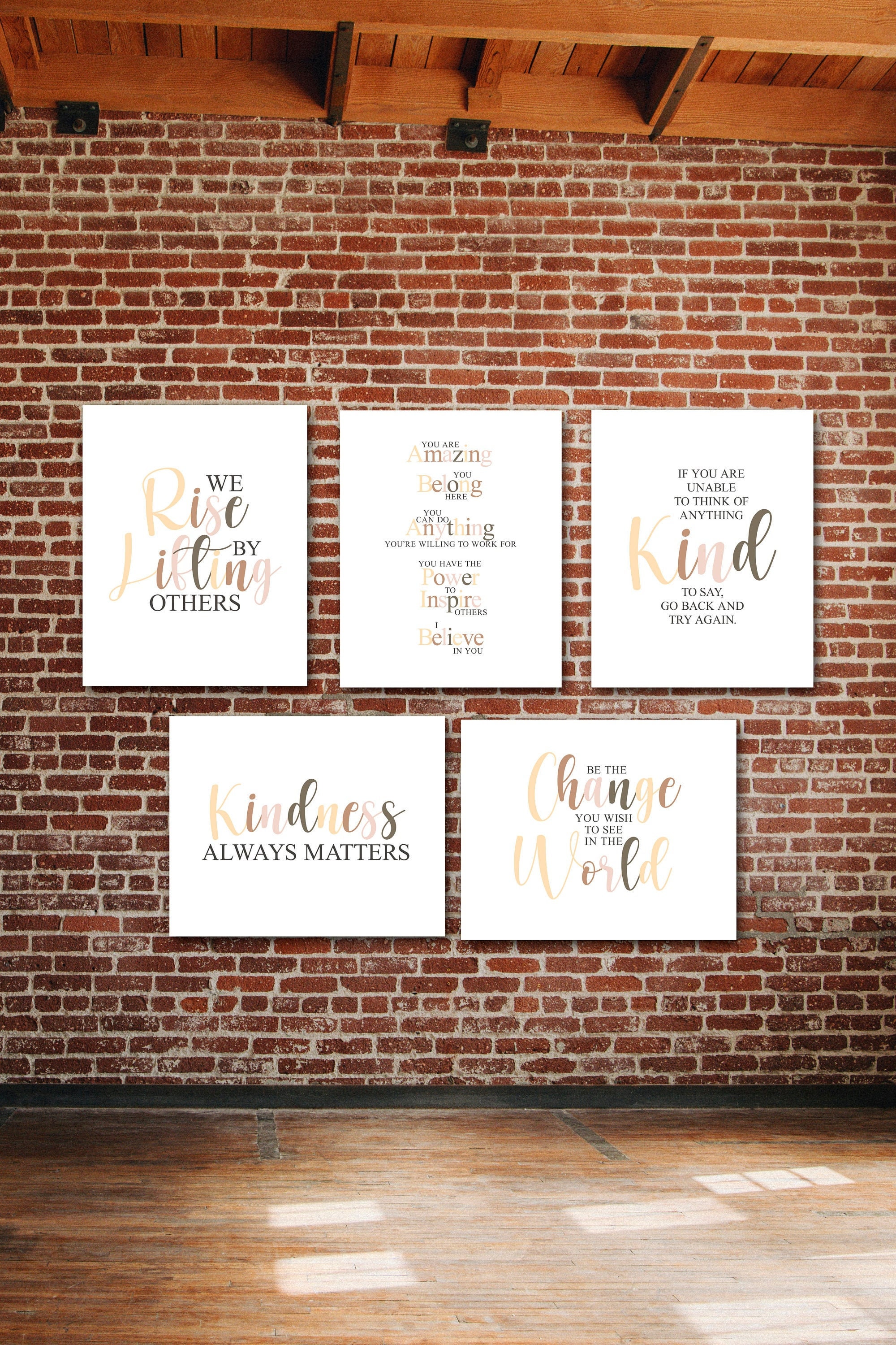 Set of 5 Kindness Prints, Inspirational Wall Art, Educational ...
