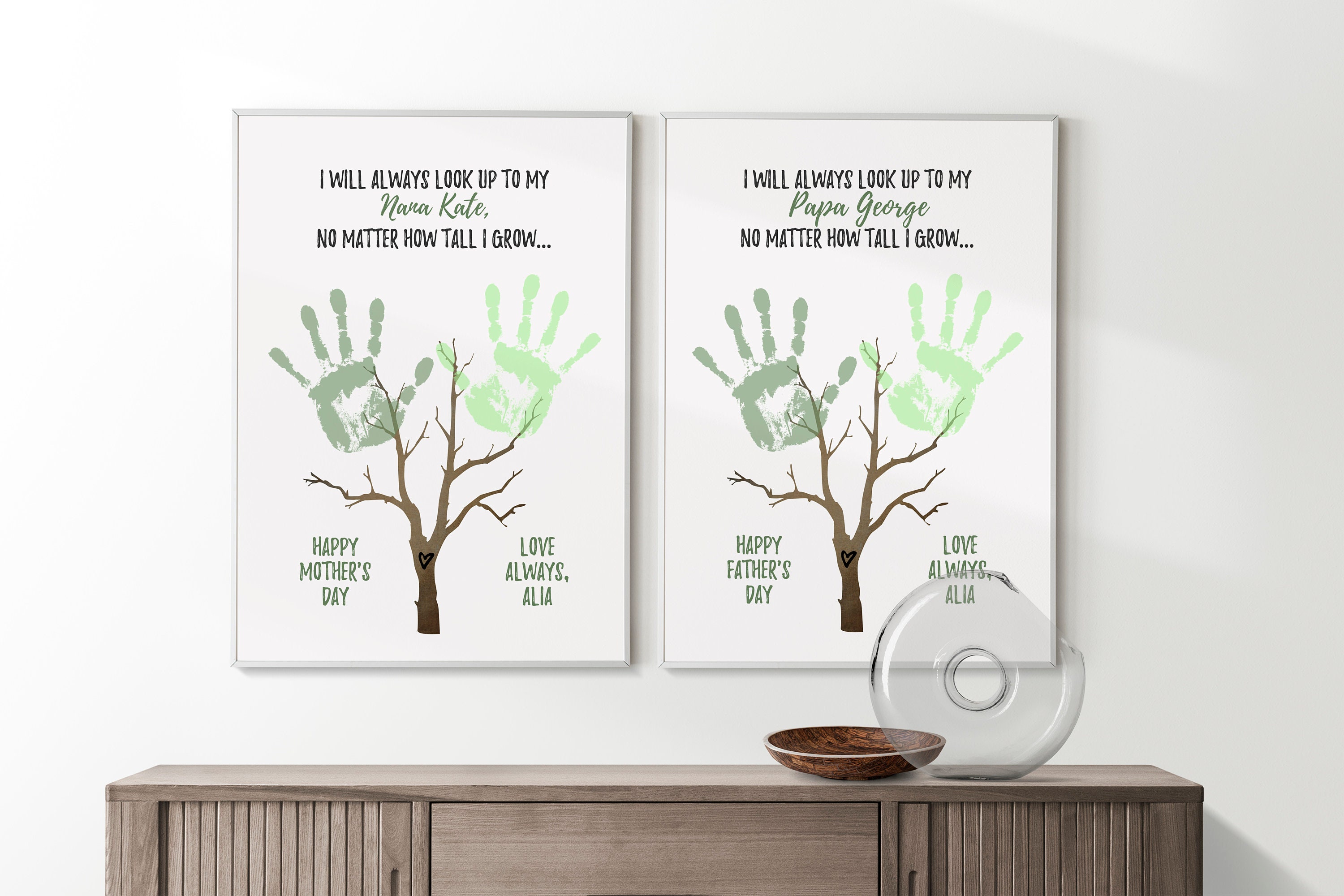 Personalized Handprint Art Custom Fathers Day Gift Idea Dad - Etsy