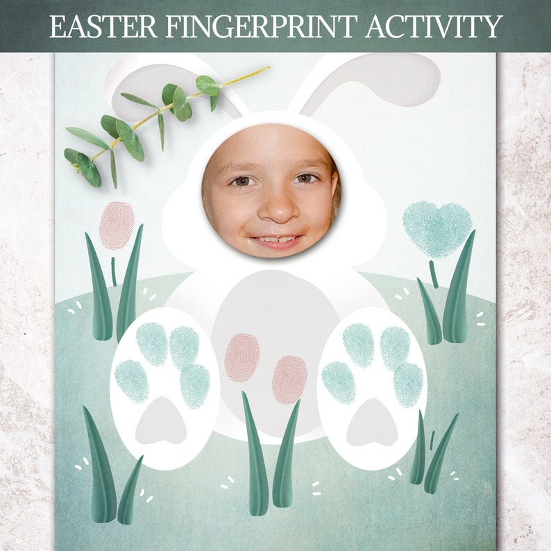 Easter DIY Fingerprint Art Bunny Photo Craft Kit Homeschool - Etsy