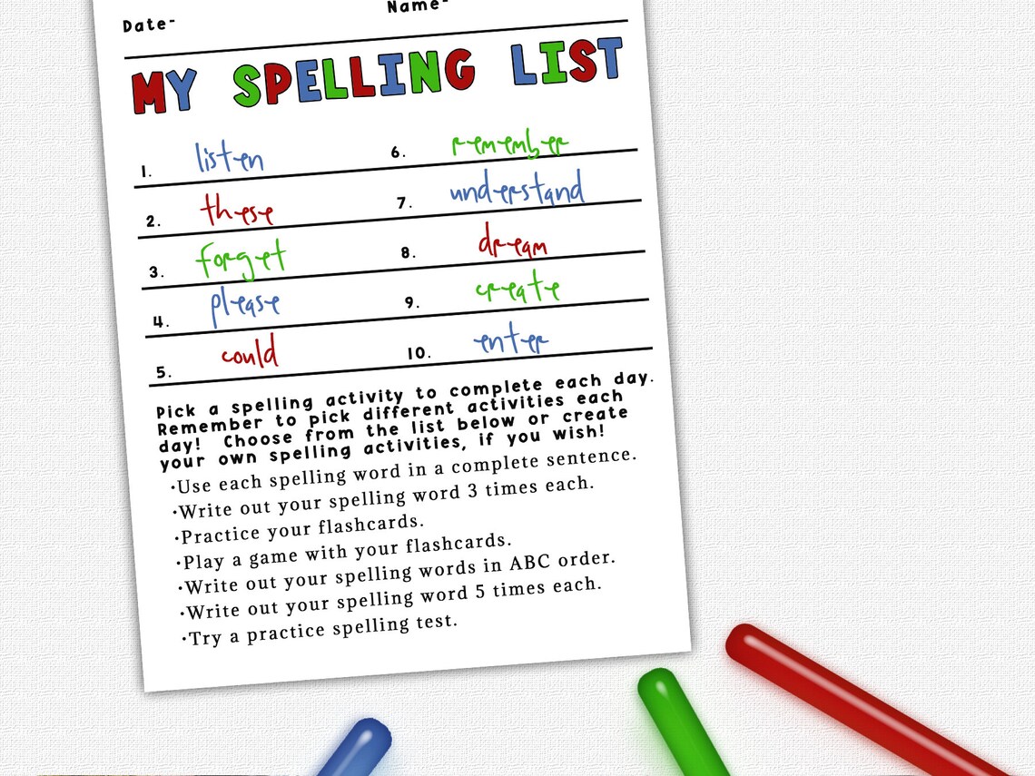 Printable Spelling Worksheets Spelling Practice Kit - Etsy