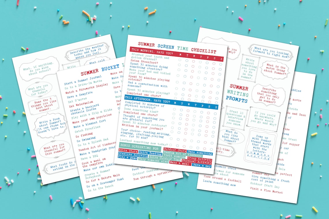 Summer Printables for Kids, Summer Bucket List, Summer Screen Time ...