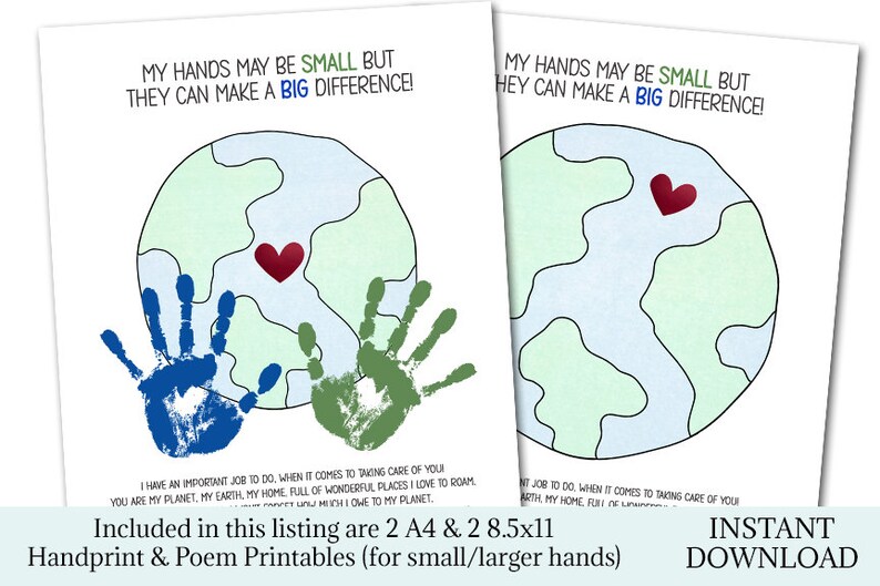 Earth Day Poem and Activity for Students DIY Handprint Craft - Etsy