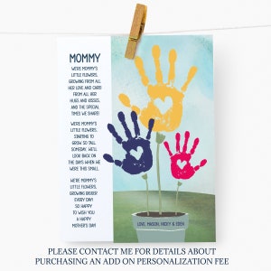 Personalized Mothers Day Gift, DIY Handprint Art Kids Craft, Printable ...