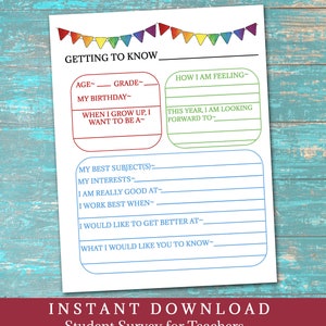 Meet the Student Survey, Back to School Classroom Forms, Teacher ...