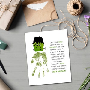 Kids DIY Halloween Handprint Art, Frankenstein Monster Craft & Poem ...