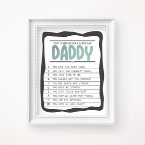 Daddy Top 10 List, Ten Reasons I Love You, Fathers Day Gift From ...